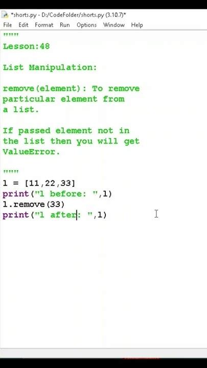How To Remove Specific Element From A List In Python Shorts Python Coding Pythontricks