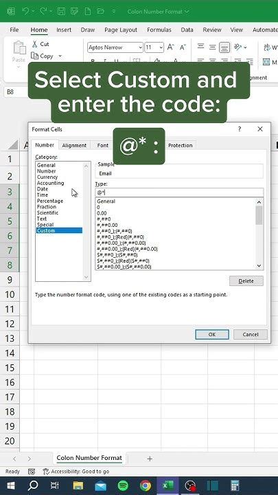 Colon Number Format In Excel‼️ Excel Excel Coding Custom
