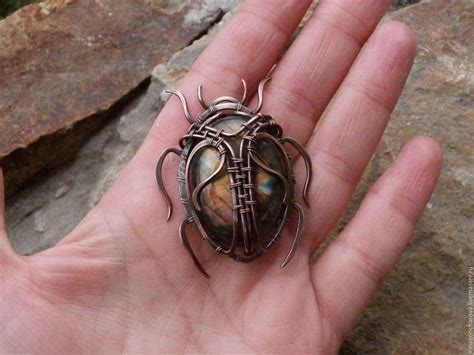 Купить Медная брошь Жук коричневый золотистый цвет брошь из меди медная брошь Идеи