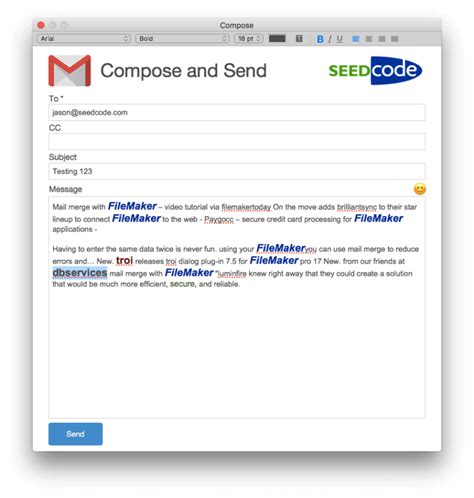 integrating filemaker and gmail part 1 sending mail seedcode
