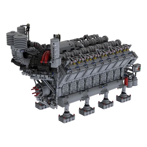 V16 Diesel Engine Model Building Blocks Set Moc 73232 Enginediyshop Enginediyshop