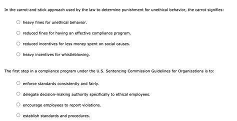 Solved In The Carrot And Stick Approach Used By The Law To