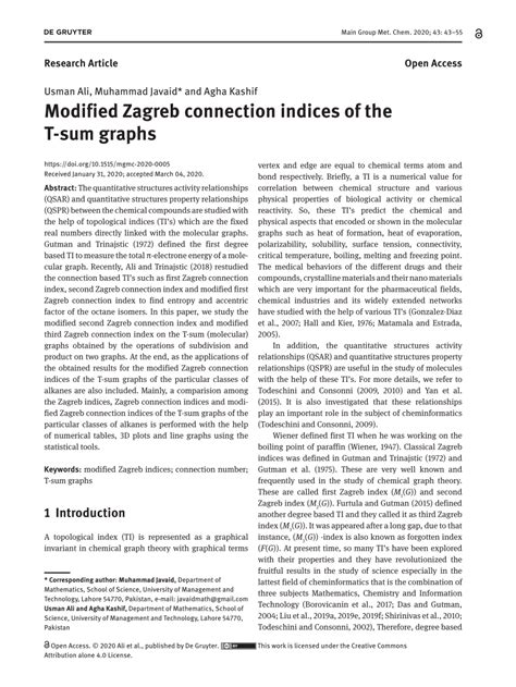 Pdf Modified Zagreb Connection Indices Of The T Sum Graphs