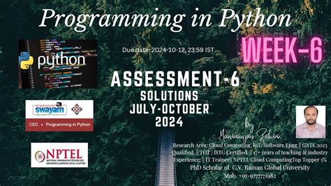 Nptel Programming In Python Week 6 Quiz Assessment 6 July 2024 Answer