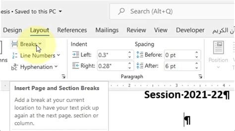 How To Insert Page And Section Breaks In Ms Word Youtube