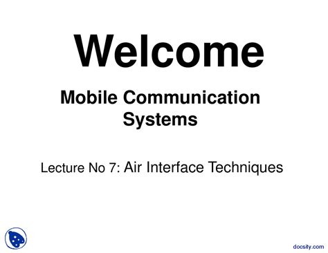 Air Interface Techniques Communication Systems Lecture Slides Docsity