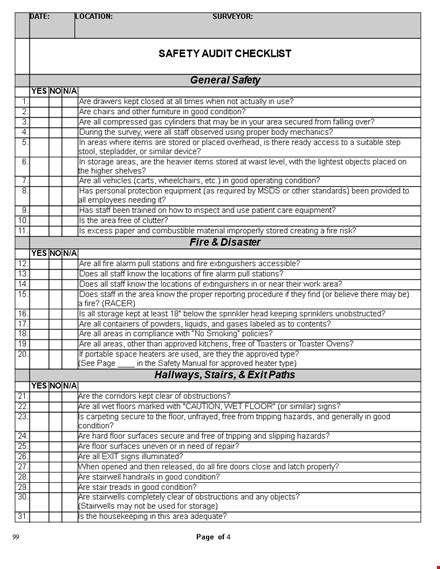 Safety Audit Checklist Template