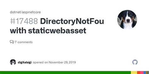 Directorynotfoundexception With Staticwebasset · Issue 17488 · Dotnetaspnetcore · Github