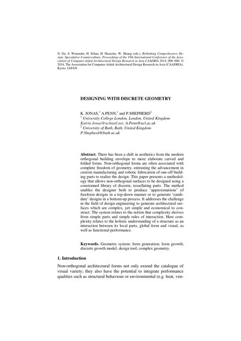 Pdf Designing With Discrete Geometry