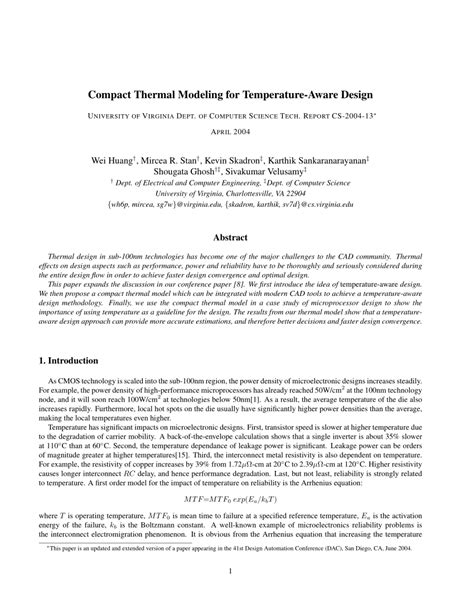 Pdf Compact Thermal Modeling For Temperature Aware Design