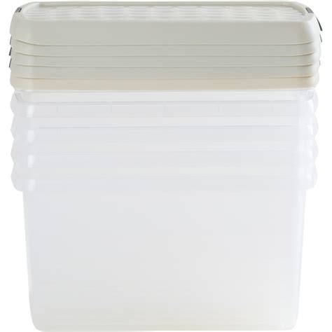 Wham Clip 5x 14l Rectangular Plastic Storage Box With Lids