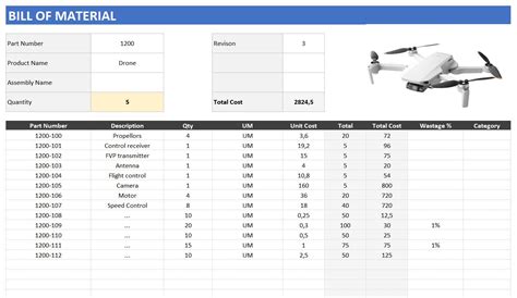 Excel Bill Of Materials Template The 10 Most Beautiful Excel Bom