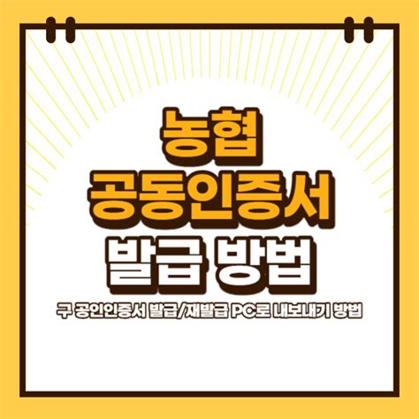 농협 공동인증서 발급 재발급 방법 Usb선 필요 없음 농협 공동인증서 발급 재발급 방법 Usb선 필요 없음