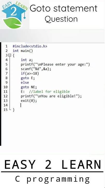 Goto Statement Question Shorts Cprogramming Clanguage Youtube