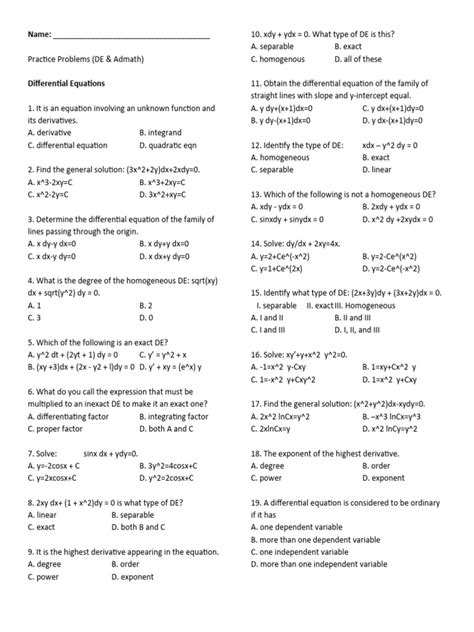Practice Problems 5dexadmath Pdf Nonlinear System Equations