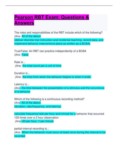 Pearson Rbt Exam Rbt Practice Exam Rbt Mock Exam Rbt Exam Assessment Practice Rbt Mock Exam