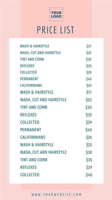 Price List Onlyfans Menu Template