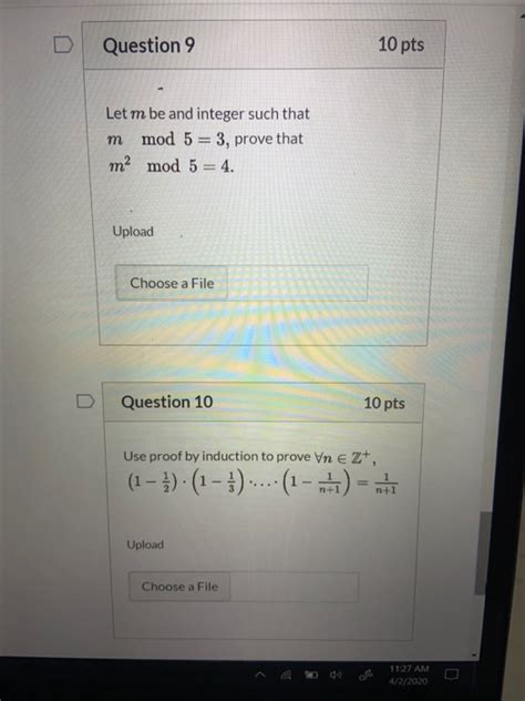 Solved Question 9 10 Pts Let M Be And Integer Such That M