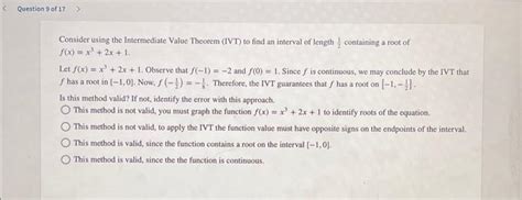 Solved Consider Using The Intermediate Value Theorem Ivt