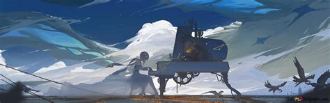 Lumine Playing The Piano Close To Nature Genshin Impact K Wallpaper Download