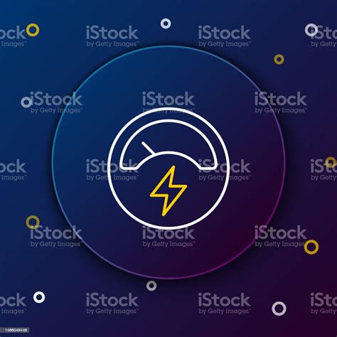 라인 암페어 미터 멀티 미터 전압계 아이콘은 파란색 배경에 분리되어 있습니다 전류 측정용 기기 다채로운 개요 개념입니다 벡터 건강 검진에 대한 스톡 벡터 아트 및 기타