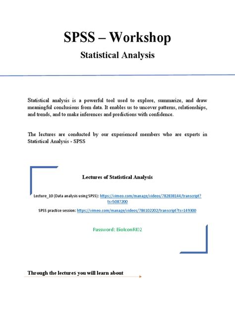 Spss Workshop Pdf Statistics Spss