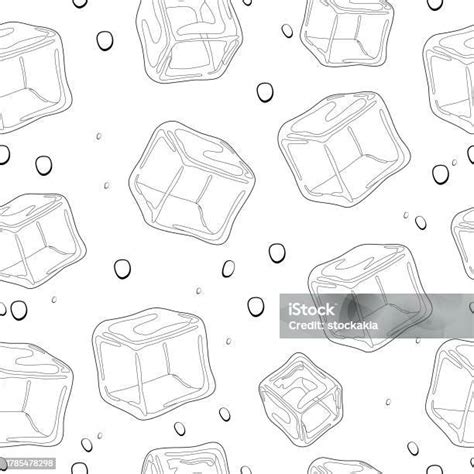 얼음 조각 배경입니다 원활한 패턴 흑백 윤곽선 벡터 일러스트 레이 션입니다 각얼음에 대한 스톡 벡터 아트 및 기타 이미지 각얼음 검은색 고체 Istock