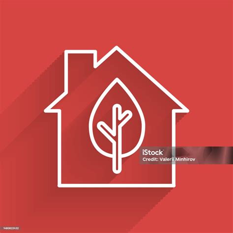 흰색 선 긴 그림자로 격리된 친환경 집 아이콘 나뭇잎이 있는 에코 하우스 벡터 0명에 대한 스톡 벡터 아트 및 기타 이미지 0명 Friendly Match 개념