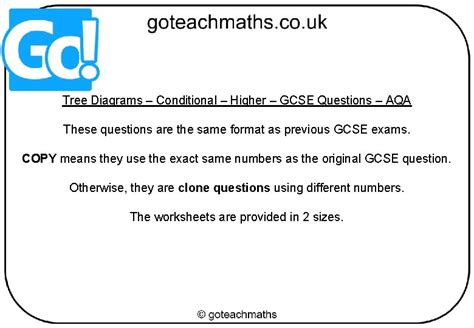 Tree Diagrams Conditional Higher GCSE Questions AQA These
