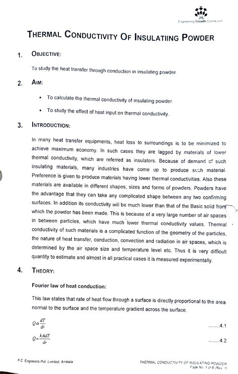 Thermal Conductivity Of Insulating Powder Engineering Groth