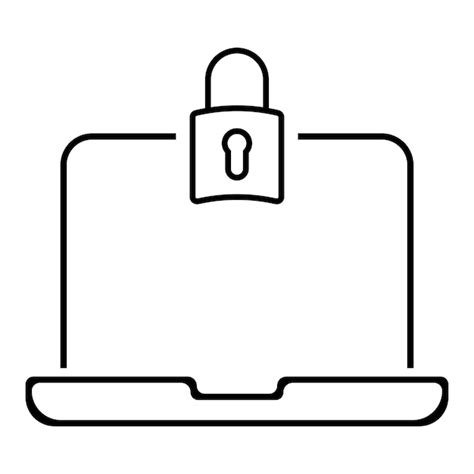 Premium Vector Laptop With Padlock Line Icon Protection Security Data Information Password Key