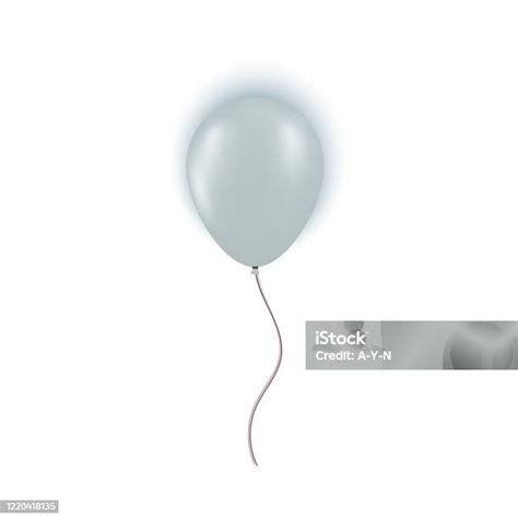 흰색 배경에 격리 현실적인 실버 회색 풍선 생일 파티 그랜드 오프닝 또는 빅 세일 인사말 카드 개념에 대한 디자인 요소 벡터 일러스트레이션 3차원 형태에 대한 스톡 벡터
