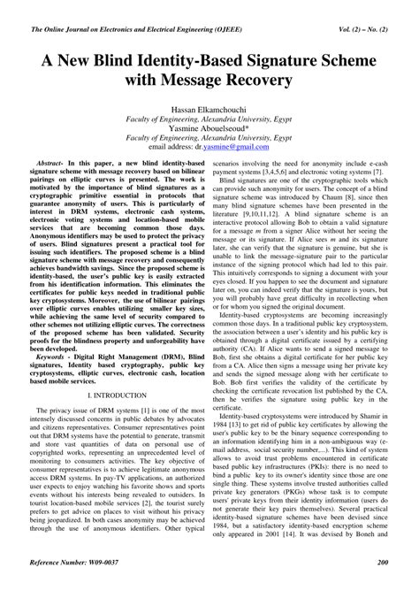 Pdf A New Blind Identity Based Signature Scheme With Message Recovery