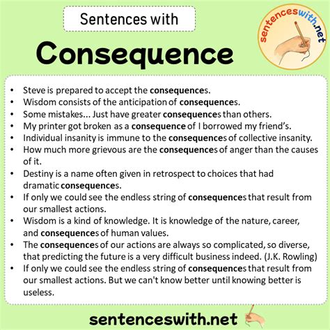 Sentences With Consequence Sentences About Consequence Sentenceswith Net