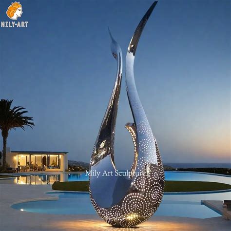 Stainless Steel Abstract Swan Sculpture For Sale
