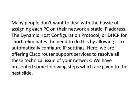 Ppt How To Configure Cisco Router To Use Dhcp Powerpoint