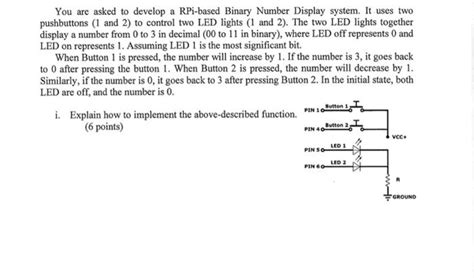 Solved You Are Asked To Develop A Rpi Based Binary Number