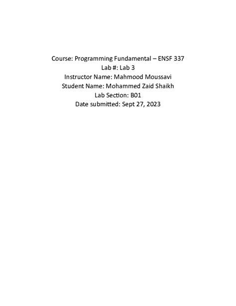 Lab3 Shaikh B01 Lab 3 Assignment Course Programming Fundamental