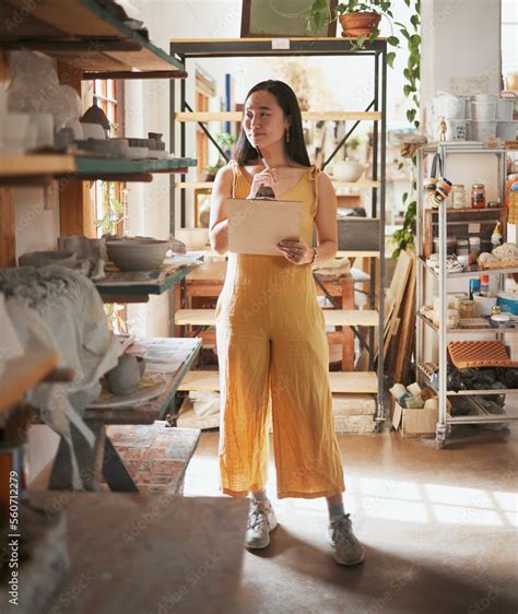 Woman Workshop And Planning Notes For Pottery Checklist Inventory And Product Manufacturing