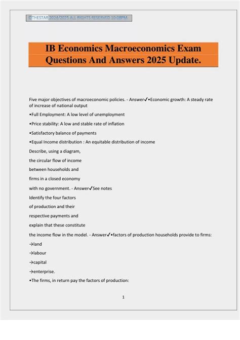 Ib Economics Macroeconomics Exam Questions And Answers 2025 Update Ib Economics