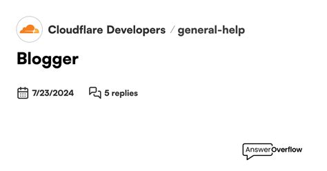 Blogger Cloudflare Developers