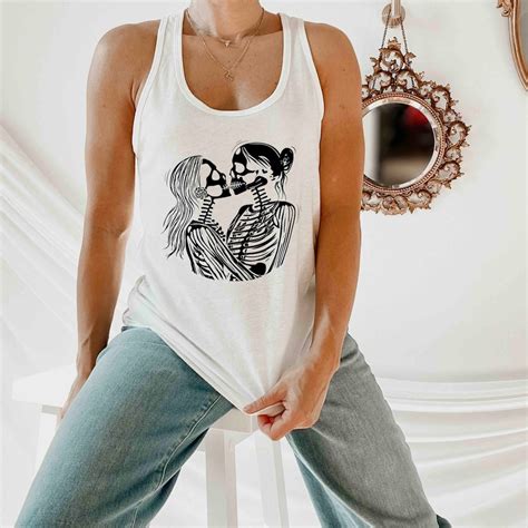 Lesbian Pride Tank Top Kissing Skeleton Top For Lgbtq Tank Top For Lesbian Pride Shirt For