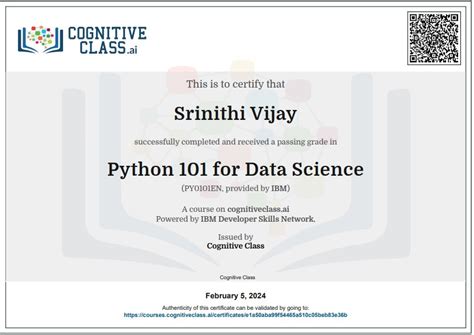 srinithi vijayakumar on linkedin completed python 101 for data science by cognitive class ai