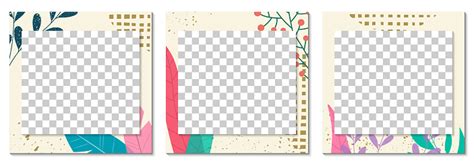 소셜 미디어 게시물 배너 표지 또는 프레임 템플릿 트렌디 한 꽃 배경 잎과 기하학적 요소가있는 현대적인 레이아웃 디자인 벡터 그림입니다 0명에 대한 스톡 벡터 아트 및 기타