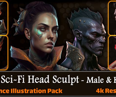 Artstation 300 Sci Fi Head Sculpt Male And Female Reference Pack 4k V 9 Artworks