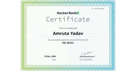 Amruta Yadav On Linkedin Hackerrank Skill Certificate
