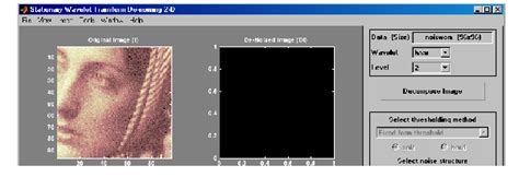 Two Dimensional Analysis For De Noising Using The Graphical Interface