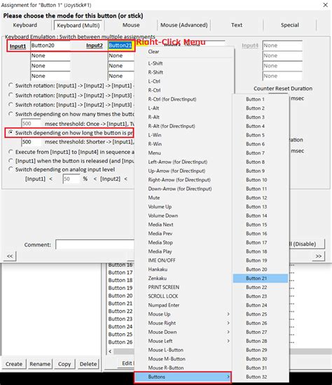 [tips] assign multiple behaviors for one button joytokey