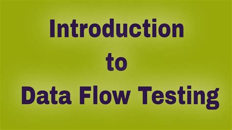 Introduction To Data Flow Testing Stm Youtube