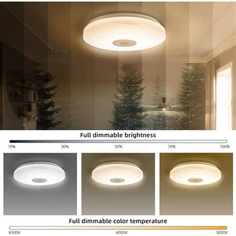 Plafonnier Led 36w Dimmable Avec Haut Parleur Bluetooth Télécommande
